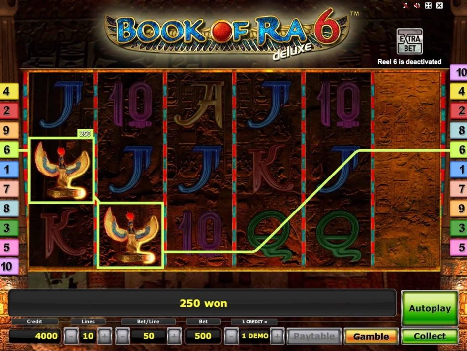 Book of Ra Deluxe 6 - Play Free Greentube slot - NeonSlots